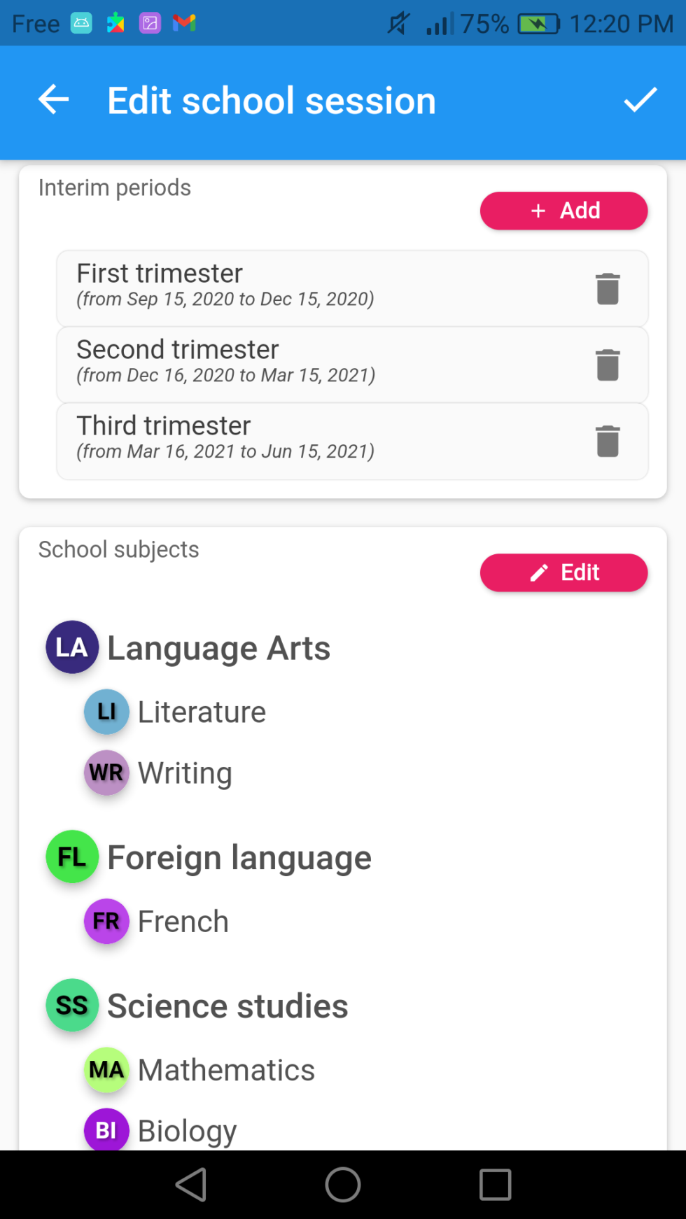 School Marks | Persoapps: Free mobile applications